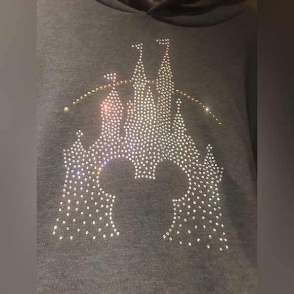 Disney | Tops | Disney Parks Rhinestones Mickey Castle Hoodie ...